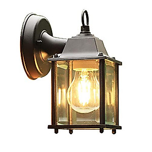 Modern Simplicity Sconce Wall Lamp Small Black Square Wall Lights Outdoor Waterproofing E27 Base Wall Lighting No Need to Assemble for Balcony Garden Courtyard Gate