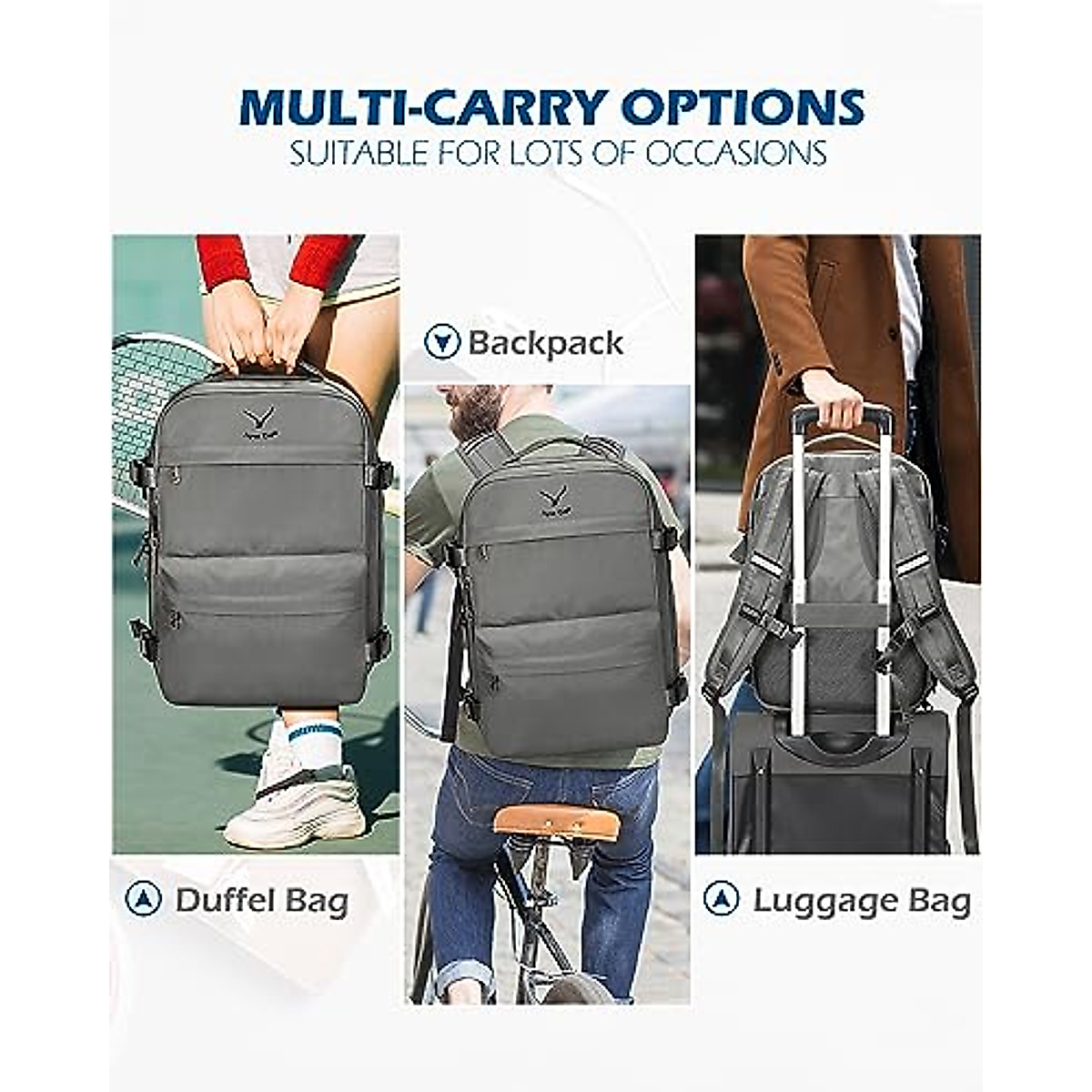 Hynes Eagle 20L Travel Backpack Carry on Backpack Women Men Personal Item Bag for Spirit Airlines Small Nylon Laptop Backpack 14 inches Grey