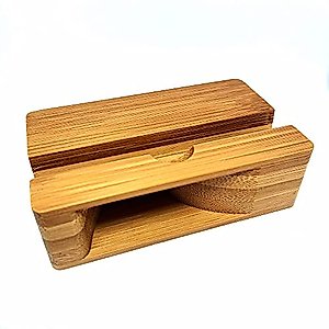 Upgrated Cell Phone Stand Amplifier, Fanshu Desktop Mobile Phone Holder, Universal Portable Wood Cellphone Dock on Desk Bamboo Bed Stand Mount Cradle Loud Speaker for Phone