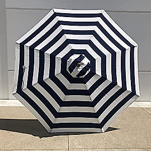 Formosa Covers 9ft Market Patio Umbrella Canopy - 8 Ribs Canopy Replacement in Navy Blue Cabana Stripe Suitable for (52-54 inch Rib Length) - 300D UV Protective and Water-resistant Patio Umbrella Top - Table Umbrella Replacement Canopy Cover