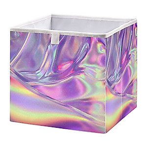 Kigai Iridescent Bow Storage Box, Foldable Storage Bins, Decorative Closet Organizer Storage Boxes for Home