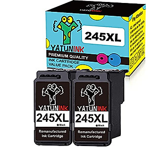 YATUNINK Remanufactured Ink Cartridge Replacement for Canon PG-245XL Black PG-245 245XL PG-243 Black Ink Cartridge for Canon Pixma MG2920 MG2922 MG2924 MG2420 MG2522 MX490 MX492 Printer (2 Black)