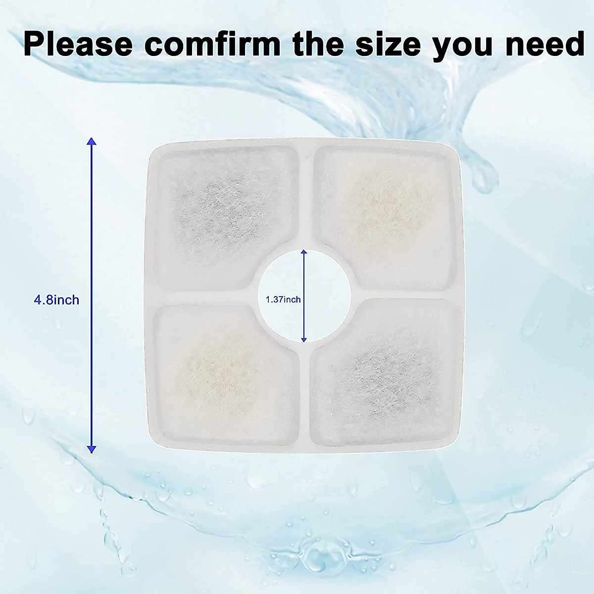 12 Pack Cat Water Fountain Filters, Cirfifth Cat Fountain Filter Replacement, for Square Cat Water Fountain Inside (4 Pack)