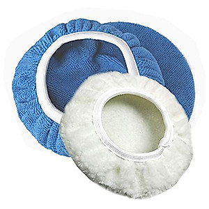 KingBra Car Polisher Pad Bonnet Wax Bonnet Set (7 to 8 Inches), 5Pcs Soft Microfiber + 3Pcs Wool Polishing Bonnet Orbital Buffing Pad Cover Waxing Bonnet for Car Polisher