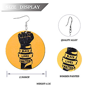 Honsny African Wooden Earrings for Women Round Wooden Painted Ethnic Earrings Drop Dangle Earrings Set