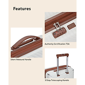 LUGGEX Carry On Luggage with Spinner Wheels, PP Lightweight Suitcase with TSA Lock, Expandable Luggage for Travel without USB (Rose Gold, 20 Inch, 42L)