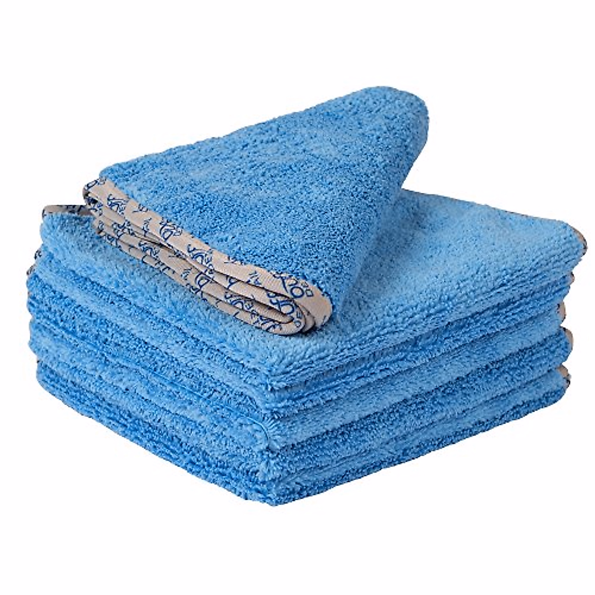 MW Pro Microfiber Car Towels (16"x 16") | 400 GSM | 80/20 Blend | Tagless | Soft Satin Piped Edges | All-Purpose Auto Detailing - Wax, Buff, Polish, Wash, Dry | 6 Pack (Blue)