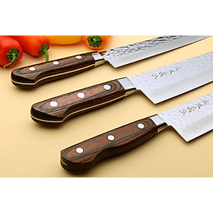 Yoshihiro VG-10 16 Layer Hammered Damascus Stainless Steel Chef Knife 6pc Set - MADE IN JAPAN