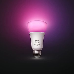Philips Hue 75W Color Smart Button Starter Kit + Extra A19 Bulb, 4 Medium Lumen A19 Smart Bulbs, 1 Smart Button & 1 Hue Hub (Compatible with Alexa, Apple HomeKit & Google Assistant) (563338)