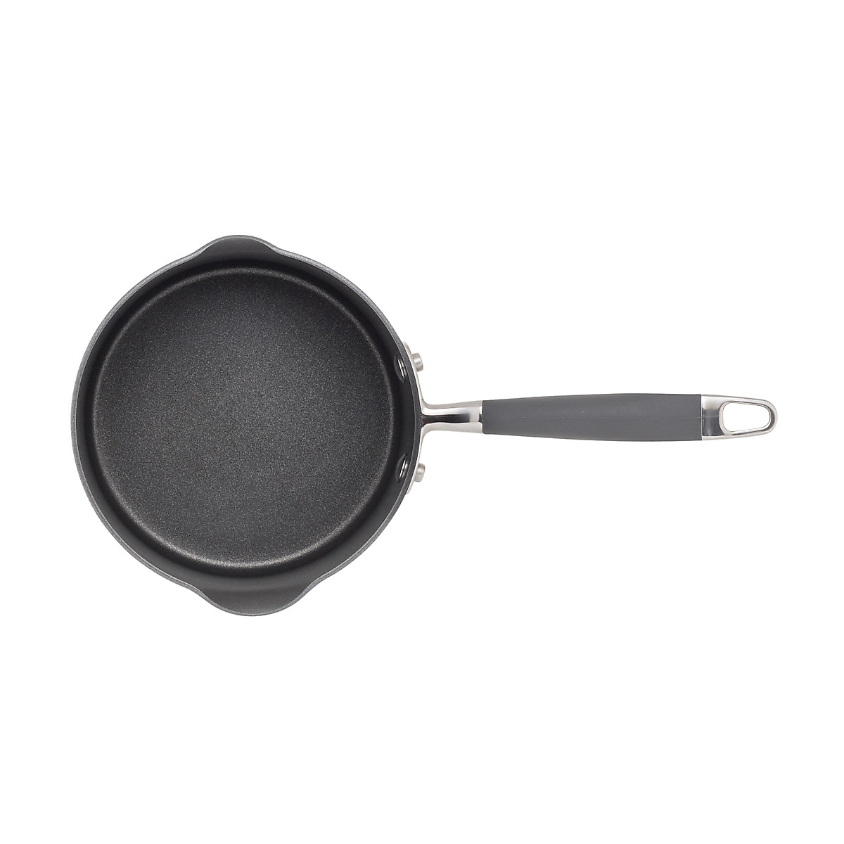 Anolon Advanced Hard Anodized Nonstick Sauce Pan/Saucepan with Straining and Pour Spouts, 1 Quart, Gray