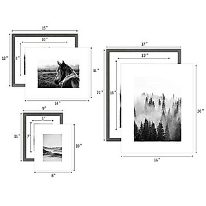 SunFlax Nature View Pictures Prints Framed - Mysterious Foggy Scenery Photography Black and White Wall Art with Wooden Frame for Bathroom, Living Room, Bedroom, Office 3 Panels