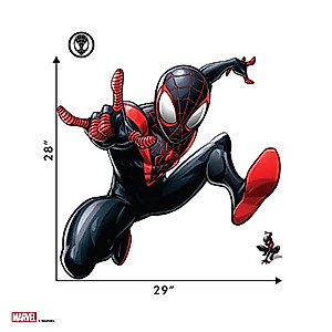 Wall Palz Marvel Miles Morales Wall Decal - Marvel Wall Decals with 3D Augmented Reality Interaction - 28" Spider-Man Miles Morales Bedroom Wall Decor