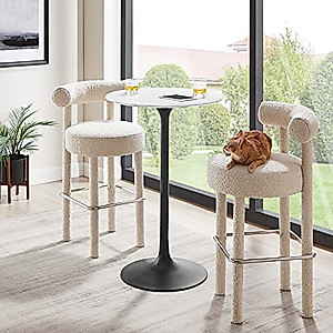 Modway Lippa 28" Round Wood Bar Table, White Top, Black Base