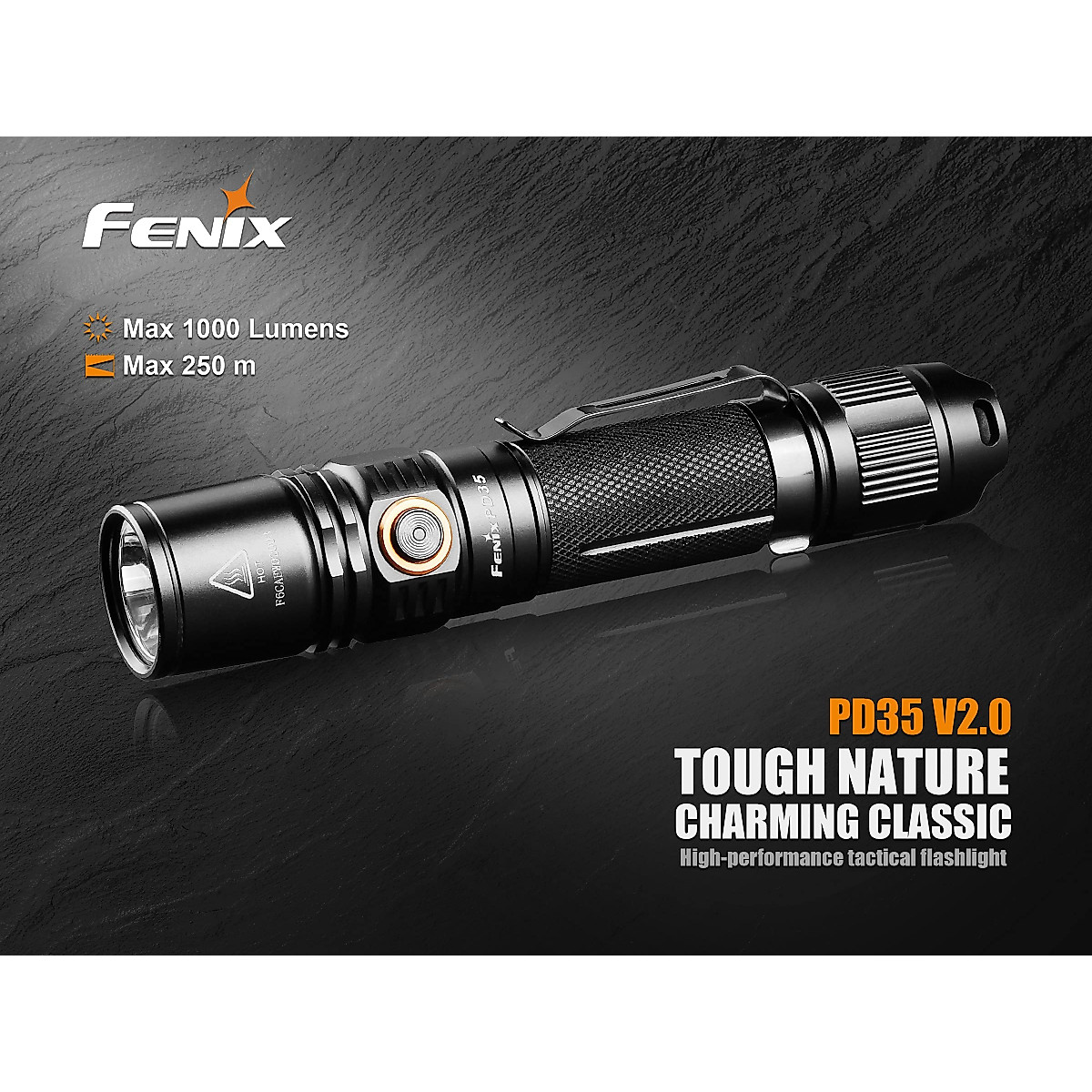 FENIX Unisex PD35 V2.0 Torch, Black,Small