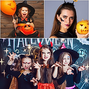 AnyDesign 14Pcs Fall Halloween Faux Leather Sheets Pumpkin Maple Leaf Black Cat Bat Stripe Dot Printed Synthetic Leather Fabric Glitter Orange Red Leather for Autumn Halloween DIY Craft, 6.3 x 8.3"