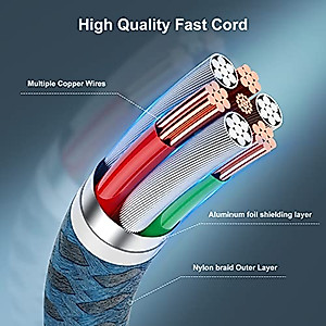 Essri 2Pack for iPhone Charger Cord 10FT, Lighting Cable 10 Feet to USB Charging Cable, Nylon Braided Charging Cord 10 Foot Compatible with iPhone 14 13 12 11 X XS XR 15 Pad - Blue