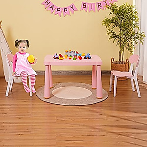 Domi Kids Table and Chair Set, 3 Pieces Enlarged Plastic Toddler Desk and Chairs for Arts & Crafts, Snack Time, Reading, Home, Daycare, Playroom, Kindergarten, Preschool, Girls Children's Day Gift