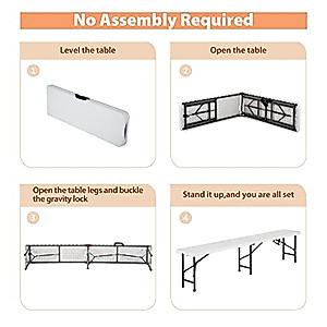 FDW Folding Bench 6FT Plastic Portable Bench Outdoor Bench Garden Bench with Carrying Handle for Picnic Camping Dining Party (1)