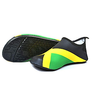 Water Shoes for Women and Men Quick-Dry Swim Beach Shoes for Outdoor Surfing Yoga Exercise Jamaica Flag Caribbean Reggae Rasta (Jamaica, 8.5)