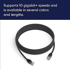 Amazon eero CAT6a Ethernet cable - Supports 10 gigabit+ speeds, 10 foot, 1-pack, Titanium Black