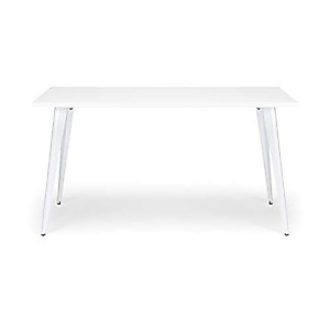 HON Basyx Commercial-Grade Executive Desk, Angled Metal Legs, 55", White