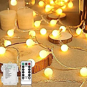Liyade Globe String Lights, 33ft 100 LED Battery Operated String Lights with Remote and Timer Function, Indoor Outdoor Decorative Lights for Bedroom Christmas Decor Garden Party Wedding, Warm White