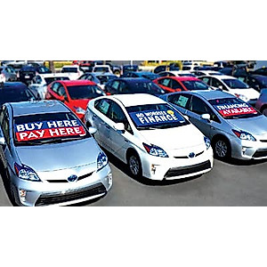 EZ LETTERING FINANCING AVAILABLE BUCKO WINDSHEILD BANNER HEAVY DUTY VINYL WEATHERPROOF 20in x 50in CAR DEALERSHIP AUTOMOTIVE LOT ADVERTISING