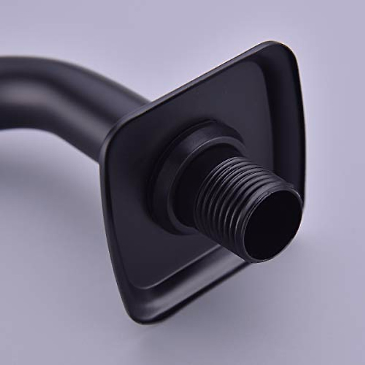TRUSTMI Curved Shower Arm with Flange, 8-inch S-Shape Stainless Steel Top Shower Head Extension Replacement, Wall Mounted, Matte Black