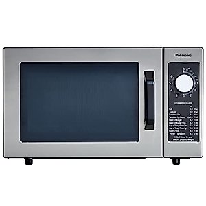 Panasonic NE-1025F Compact Light-Duty Countertop Commercial Microwave Oven with 6-Minute Electronic Dial Control Timer, Bottom Energy Feed, 1000W, 0.8 Cu. Ft. Capacity Silver