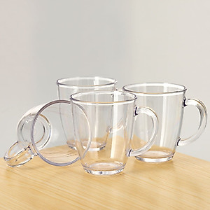 City Point 4 pcs 14 OZ OZ Crystal clear Plastic Coffee Mug, Break-Resistant Commercial Plastic Party Juice Cups, Picnic Drinking Cup