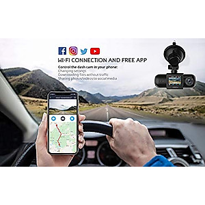 COOAU Dash Cam, 64GB SD Card Included, 1080P FHD Built-in GPS Wi-Fi, Front and Inside Car Camera Recorder for Uber with Infrared Night Vision, Sony Sensor, 4 IR LEDs，G-Sensor, Parking Mode