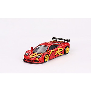 True Scale Miniatures McLaren F1 GTR Red with Yellow Graphics 1996 Presentation Limited Edition to 5040 Pieces Worldwide 1/64 Diecast Model Car
