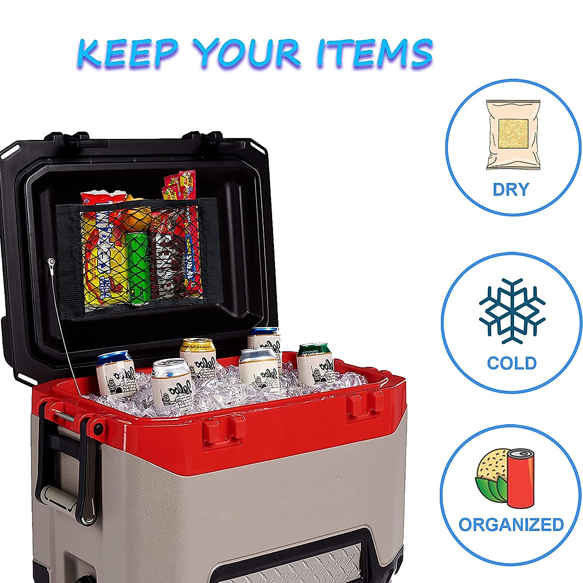 2 Pack Cooler Storage Nets for Dry Storage and Organization Cooler Organizer Camping Cooler Accessories Durable and Resilient