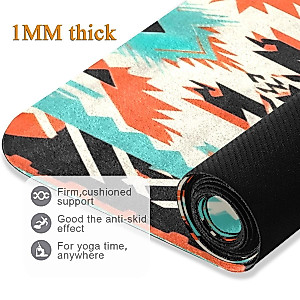 Nander Yoga Mat Thick Non-slip Soft Breathe Elastic Exercise Fitness Gym 1MM Thick Natural Rubber for Yoga Mats,Native American Tribal