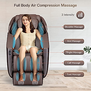 COMFIER 2023 Massage Chair Full Body,Gifts for Women,Men,Zero Gravity Recliner with SL Track, Bluetooth,Yoga Stretching,Compression,Foot Rollers,Heating,Shiatsu Kneading Chair Massager,Brown
