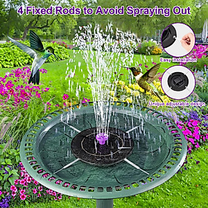 3.5W Solar Bird Bath Fountain Pump, Solar Powered Water Pump, Outdoor Water Fountain Pump with 8-in-1 Nozzles, 4 Fixed Pipes for Hummingbirds, Garden, Pool, Pond