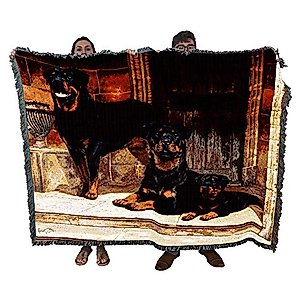 Pure Country Weavers Rottweiler Blanket by Robert May - Gift for Dog Lovers - Tapestry Throw Woven from Cotton - Made in The USA (72x54)