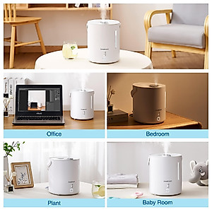 Naibsan Humidifiers for Bedroom, 2.8L Top Fill Cool Mist Humidifiers for Large Room, Quiet Ultrasonic Humidifiers with Essential Oil for Baby Nursery and Plant, Auto Shut-off & BPA-Free