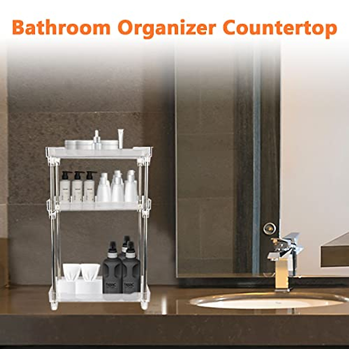 Shengfoo Bathroom Organizer Countertop, 3 Tier Vanity Tray Makeup Organizer, Multifunctional Acrylic Bathroom Counter Organizer in Perfume Skincare Bathroom Supplies and More
