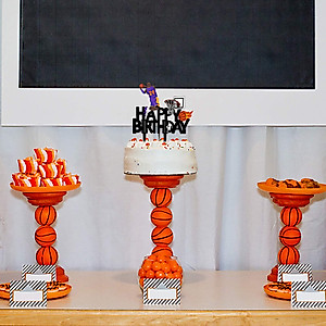 Acrylic Basketball Happy Birthday Cake Topper, Basketball Themed Birthday Party Cake Decoration, Basketball Party Favor for Basketball Fans