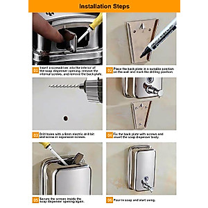 Commercial Wall-Mounted Soap Dispenser Stainless Steel Large Capacity for Hand Soap Anti-Rust Design for Bathrooms Hotels Restaurants or Home Use (Gold)