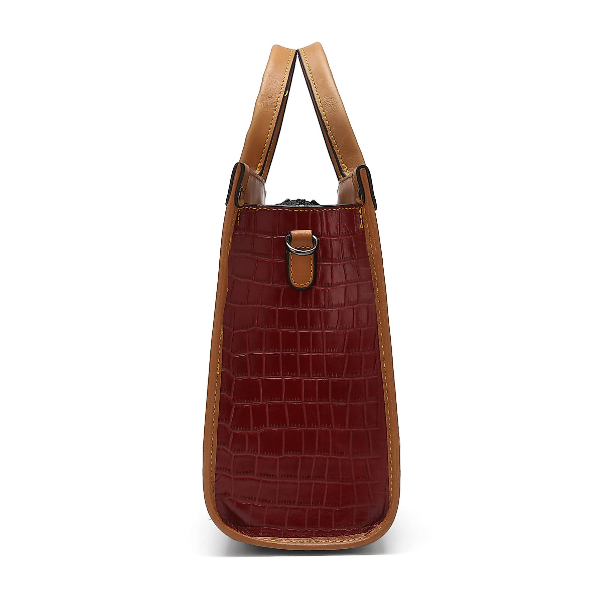 SHESTORY Women Genuine Leather Tote Handbag Shoulder Bag Women Crocodile Pattern Top-handle Purse (Wine)