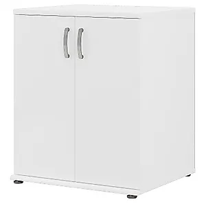 Bush Business Furniture Universal Floor Storage Cabinet with Doors and Shelves in White