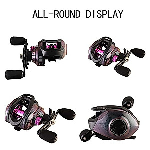 Baitcasting Fishing Reel,Compact Design Metal Body Baitcaster Reel,11LB Drag,20-Speed Magnetic Braking System,Available in 6.5:1 and 8.1:1Conventional Reel for Catfish, Musky (A: Right Hand-8.1:1)