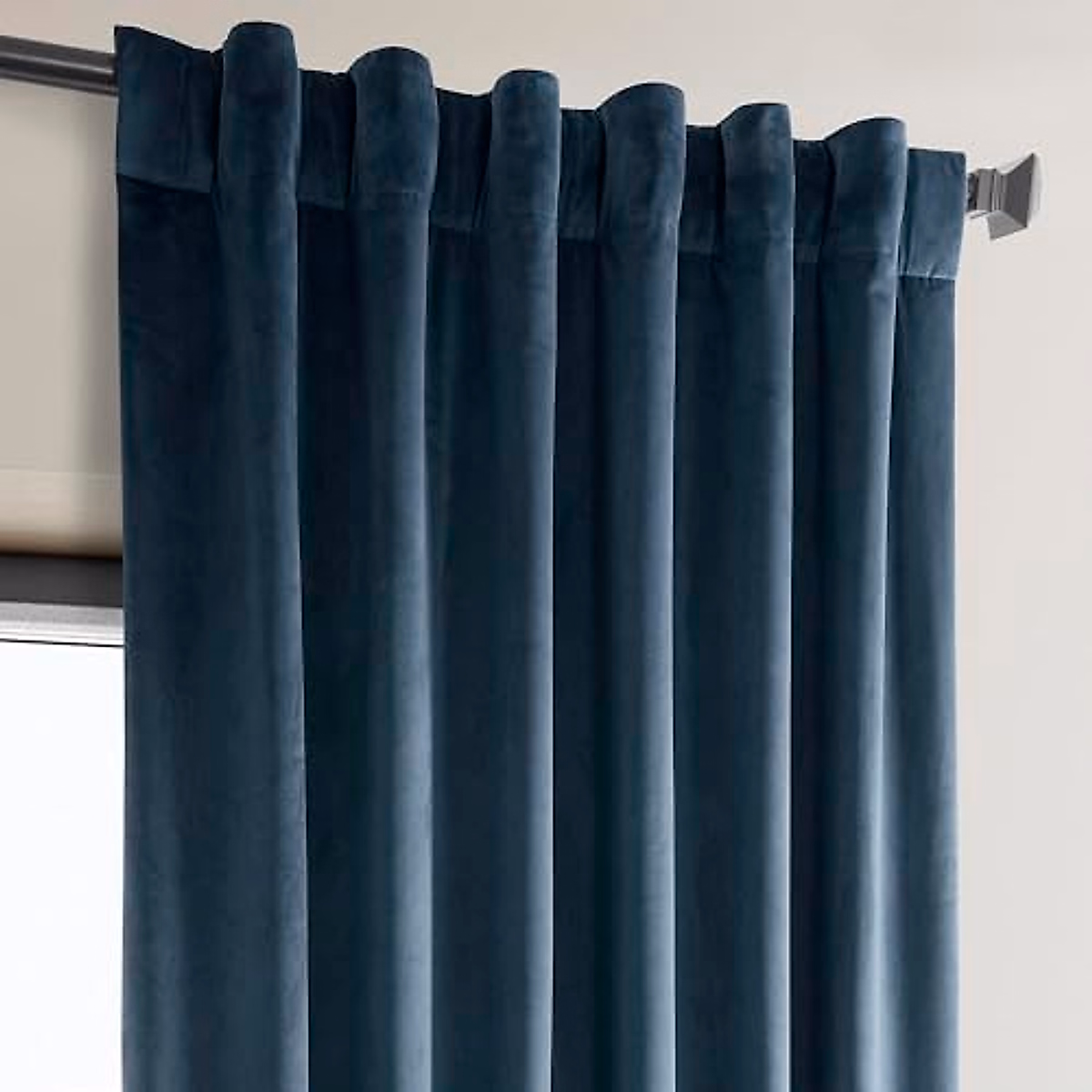 HPD Half Price Drapes Heritage Plush Velvet Curtains 96 Inches Long Room Darkening Curtains for Bedroom & Living Room 50W x 96L, (1 Panel), Avalon Blue