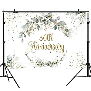 Rsuuinu Happy 50th Anniversary Backdrop Greenery Cheers to Wedding Anniversary Bridal Shower Miss to Mrs Photography Background Party Decorations Banner Supplies Favors Photo Booth Props 7x5ft