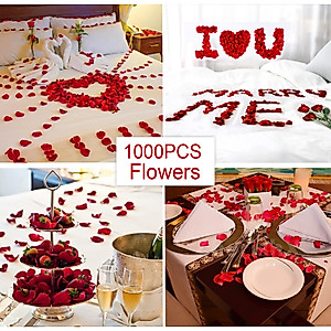 I Love You Balloons and Heart Balloon Set, Romantic Decorations for Special Night Valentines Day Balloons and Teddy-Bear Red Heart Balloons With 1000 PCS Silk Rose Petals 53PCS Valentine's Day Party decorations for Anniversary
