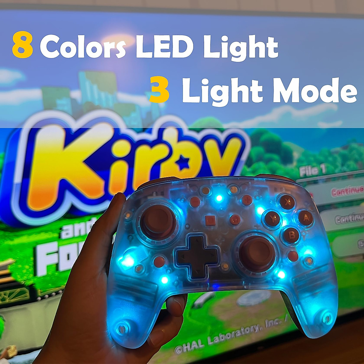 KENNEAS Wireless Controller Compatible with Switch/OLED/Lite(No Deadzone), Ergonomics Grip/Fancy LED Light/Replaceable Faceplates/ 850mAh Big Battery/Turbo/Adjustable Vibration Gamepad Gift Choice