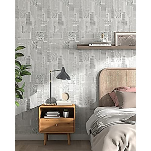 Theper Modern Peel and Stick Wallpaper Gray and White Stripe Wallpaper Contact Paper 17.3” x 78.7” Geometric Wallpaper Self Adhesive Wallpaper Removable Decorative Wallpaper for Bedroom Vinyl Film