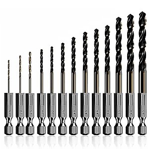 Hex Shank Metric Drill Bit Set - 13 PCS (1.5mm-6.5mm), Quick Change High Speed Steel Drill Bits for Impact Driver for Aluminum Alloy/Metal/Steel/Wood/Plastic